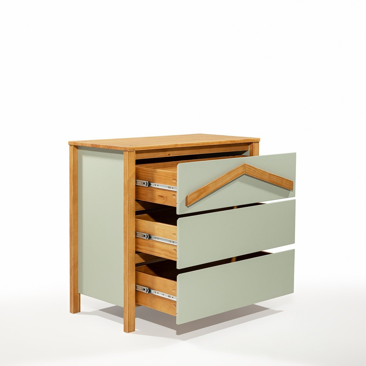 Cômoda 3 gavetas Sweet Home - Madeira Maciça + MDF - Verde Claro